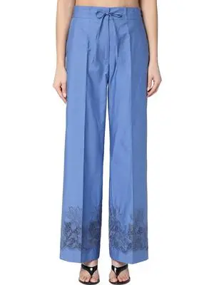 P.a.r.o.s.h Embroidered Cotton Poplin Trousers - Blue
