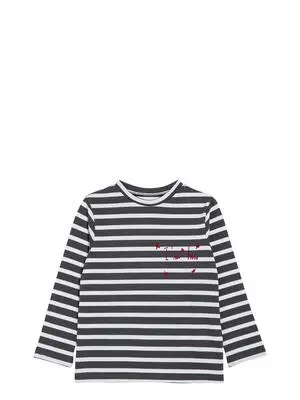 DOUUOD Striped Cotton Jersey Long Sleeve Crewneck Top - Multicolor