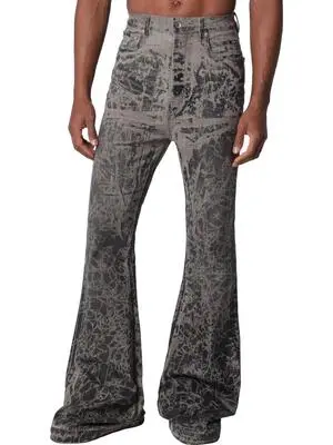 Rick Owens Concordians Bolan Bootcut Jeans In Washed Foil Denim - Black