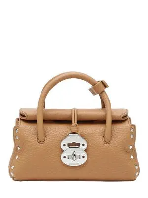 ZANELLATO Grained Leather Top Handle Bag With Twist Lock Buckle - Brown