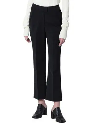 ENTIRE STUDIOS Wool-blend Cropped Flared Trousers - Black