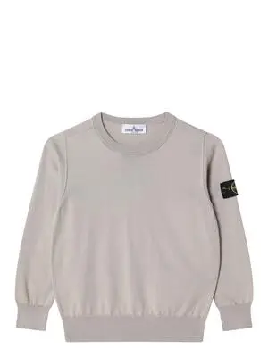 Stone Island Cotton Crewneck Sweater With Compass Logo Patch - Grey