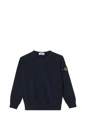 Stone Island Cotton Crewneck Sweatshirt With Compass Logo Badge - Blue