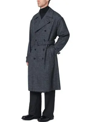Dolce & Gabbana Grey Wool Double-breasted Coat - Multicolor