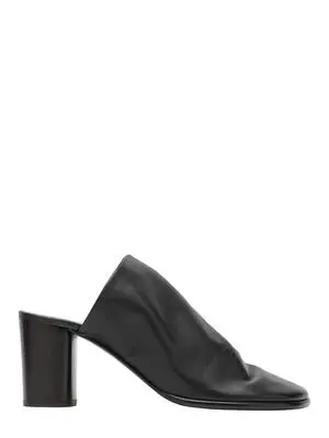 LEMAIRE Lambskin Block Heel Mules - Brown