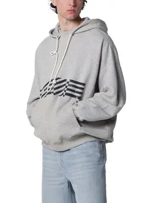 GOLDEN GOOSE Journey Distressed Print Cotton Hoodie - Grey