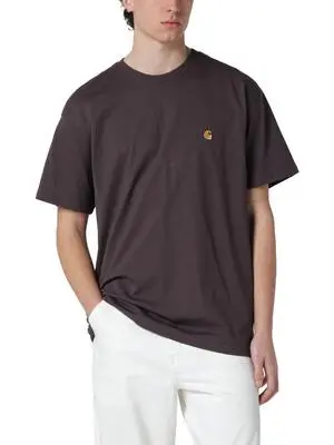 Carhartt Work In Progress S/s Chase T-shirt In Mud Color In Cotton - Grey