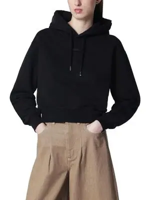Jacquemus Cropped Logo Hoodie - Black