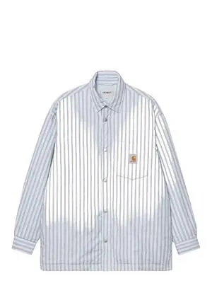 Carhartt Work In Progress Grimsby Shirt Jacket In Striped Cotton Poplin - Multicolor