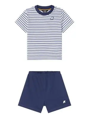 K-WAY Striped Cotton T-shirt And Shorts Set - Multicolor