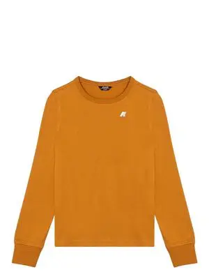 K-WAY Cotton Long Sleeve T-shirt With Logo Patch - Yellow