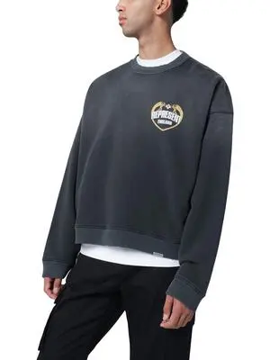 REPRESENT Washed-effect Cotton Crewneck Sweatshirt - Black