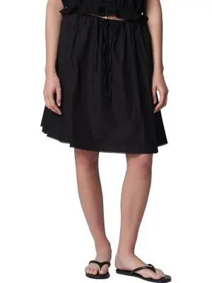 DUNST Cotton Midi Full Skirt - Black