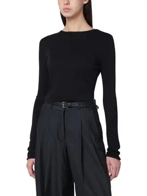 ENTIRE STUDIOS Cotton-blend Crewneck Top - Black