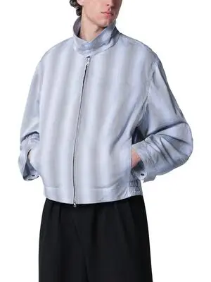 Dries Van Noten Textured Striped Zip Jacket - Blue