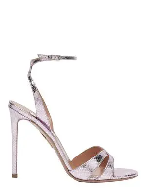 AQUAZZURA Metallic Leather Sandals - Pink