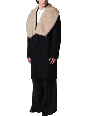 Dries Van Noten Single-breasted Coat With Removable Mohair Collar - Black