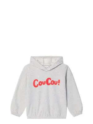 MINI RODINI Organic Cotton Hoodie With Front Print - Grey