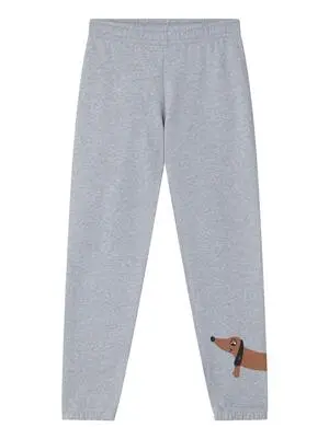 MINI RODINI Organic Cotton Jogging Trousers With Dachshund Print - Grey