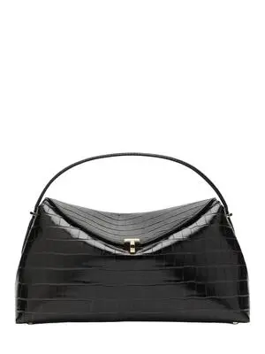 TOTEME Dark Crocodile-embossed Leather Handbag - Brown