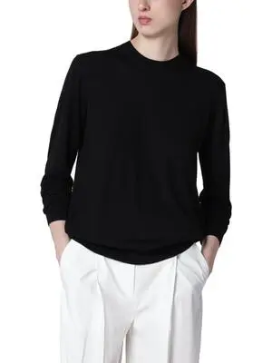 TOTEME Bewn Crewneck Sweater In Wool And Silk - Black