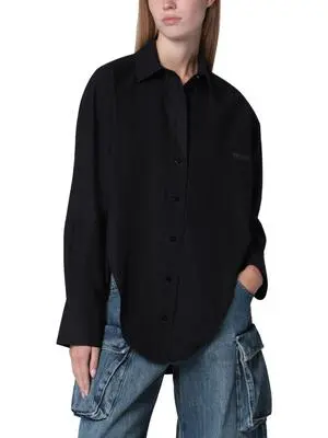 Attico Cotton Shirt With Embroidered Logo - Black