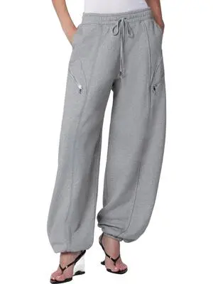 Attico Melange Cotton Jersey Long Jogger Pants - Grey