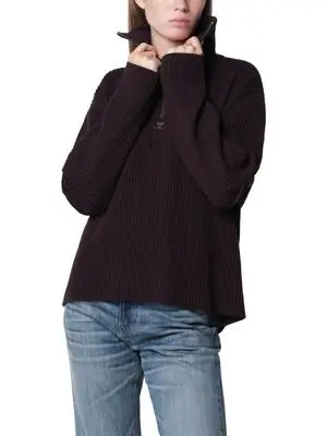 COURREGES Ribbed Zip Sweater - Burgundy