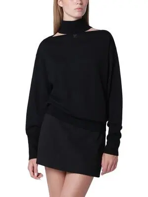 COURREGES Merino Wool Turtleneck Sweater With Cut-out Detail - Black