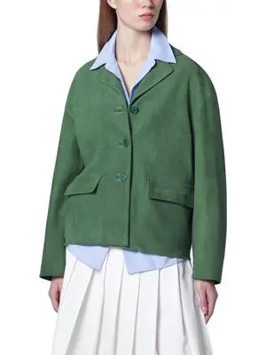 SALVATORE SANTORO Suede Jacket With Classic Lapels - Green