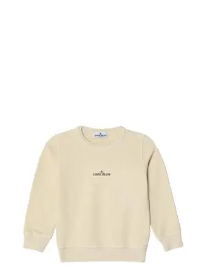 Stone Island Cotton Crewneck Sweatshirt With Logo Print - Beige