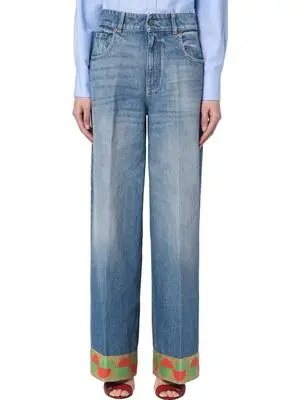 Valentino Garavani High Waist Jeans With Jacquard Embellishment - Blue