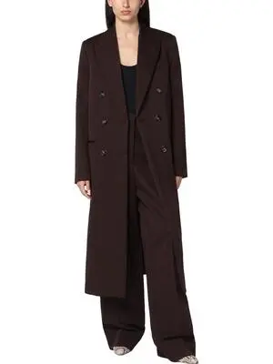 Stella McCartney Double-breasted Plum Wool Coat - Brown