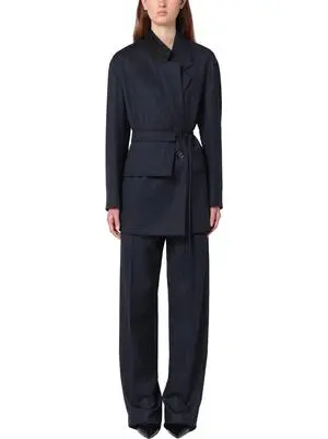 Bottega Veneta Blue Mélange Striped Wool Jacket - Black