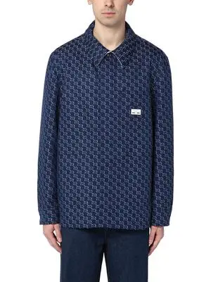 Gucci Gg Shadow Jacquard Denim Jacket - Blue