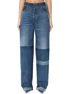 Gucci Two-tone Wide-leg Jeans With Stone-washed Treatment - Blue