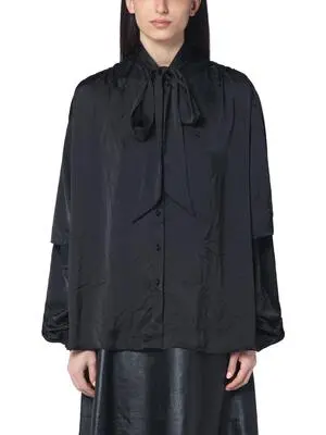 Balenciaga Satin Blouse With Bow Detail - Black