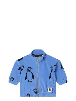 MINI RODINI Penguin Print Zip-up Sweatshirt - Blue