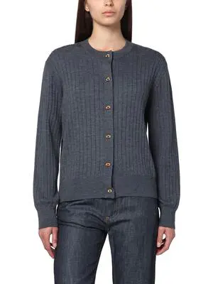 Bottega Veneta Ribbed Wool Cardigan - Grey