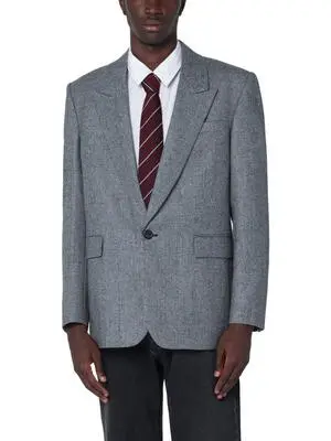 Saint Laurent Prince Of Wales Check Wool Blazer - Black