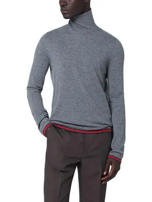 Gucci Grey Cashmere High Neck Sweater - Multicolor