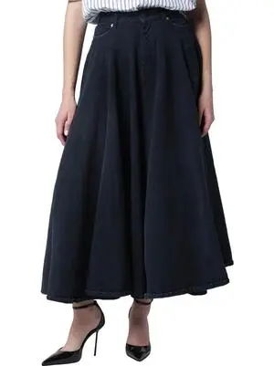 Balenciaga Navy Maxi Godet Denim Skirt - Blue