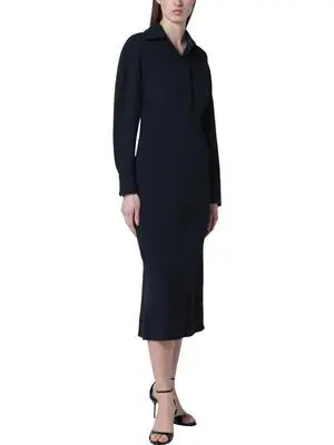 Victoria Beckham Navy Midi Shirt Dress - Blue