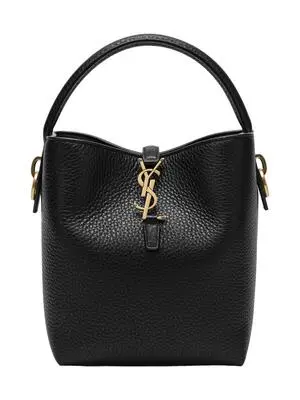 Saint Laurent Le 37 Bucket Bag In Grained Leather - Black