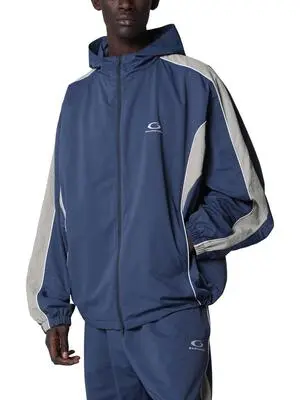 Balenciaga Washed-effect Technical Satin Track Jacket - Blue