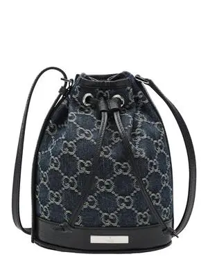Gucci Mini Bucket Bag With Plaque In Gg Délavé Denim - Blue