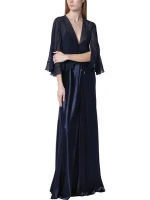 Alberta Ferretti Ruched Long Dress - Blue
