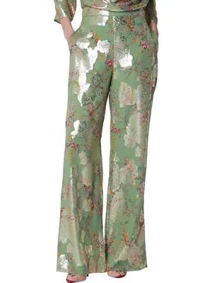 Valentino Garavani Silk Trousers With All-over Print - Green