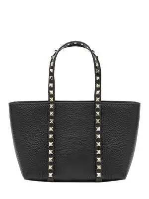 Valentino Garavani Rockstud Grained Calfskin Tote - Black