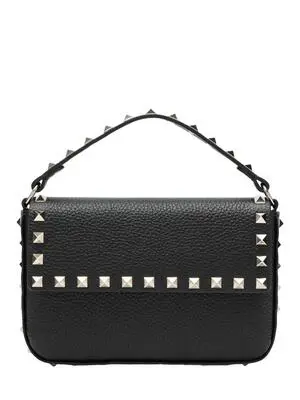 Valentino Garavani Rockstud Pouch In Grained Calfskin Leather - Black
